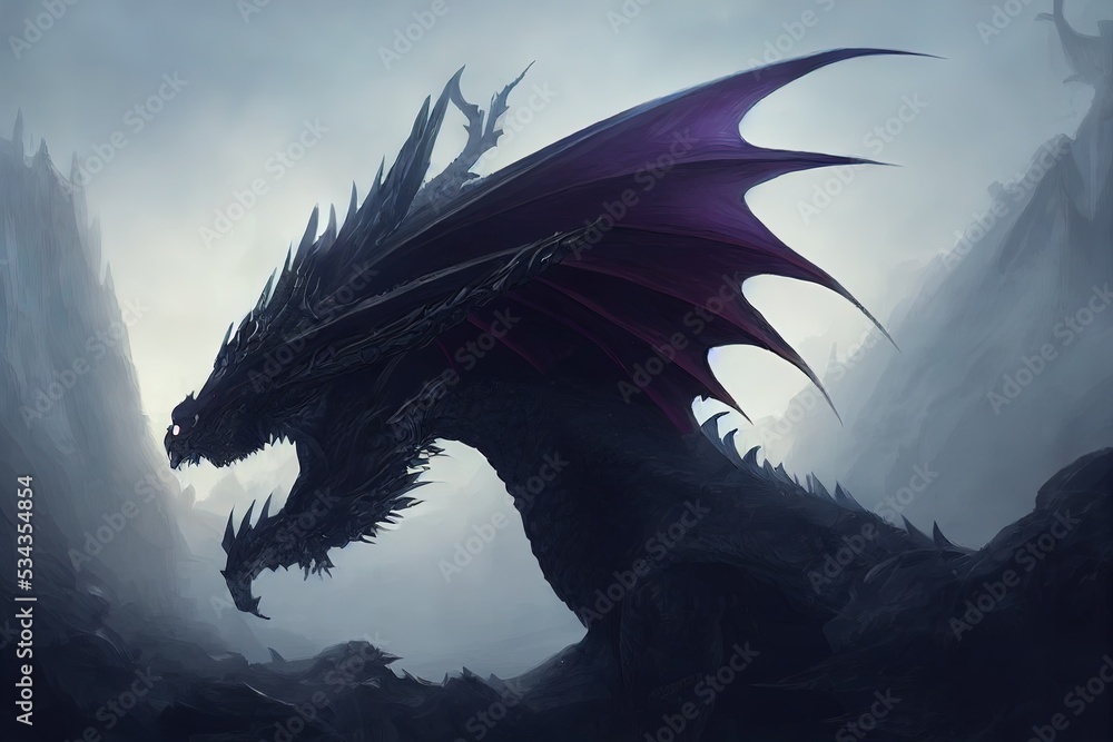 Fantasy elder big dragon painting illustration artwork. Stock ...