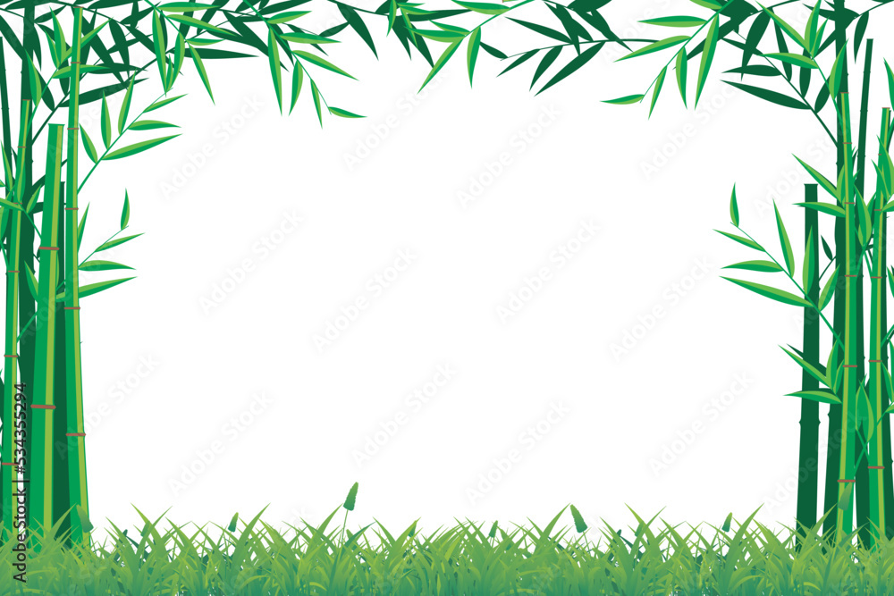 Bamboo frame. Vector bamboo tree. Blank template with bamboo frame ...