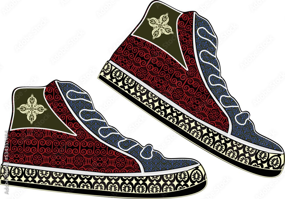 vector illustration of men's and women's shoes (shoes and sports) with ...