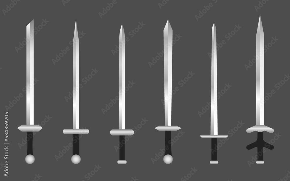 Sword knight metal medieval sharp realistic set. Weapon old steel ...