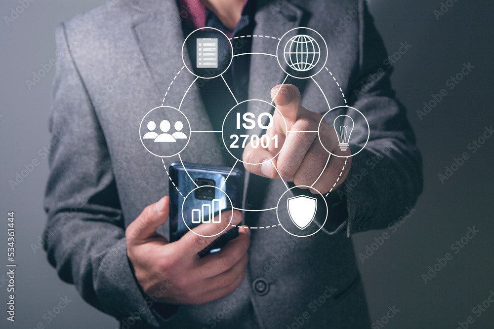 ISO 27001 and icons. Stock Photo | Adobe Stock