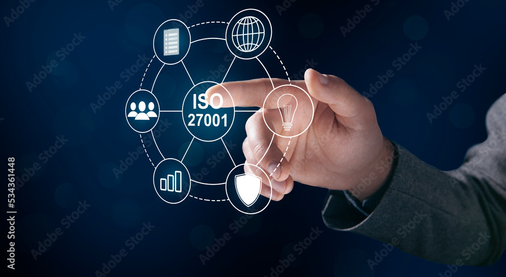 ISO 27001 and icons. Stock Photo | Adobe Stock