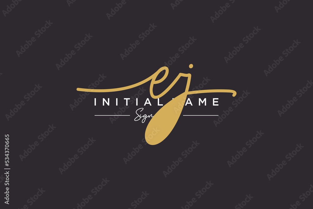 Initial EJ signature logo template vector. Hand drawn Calligraphy ...