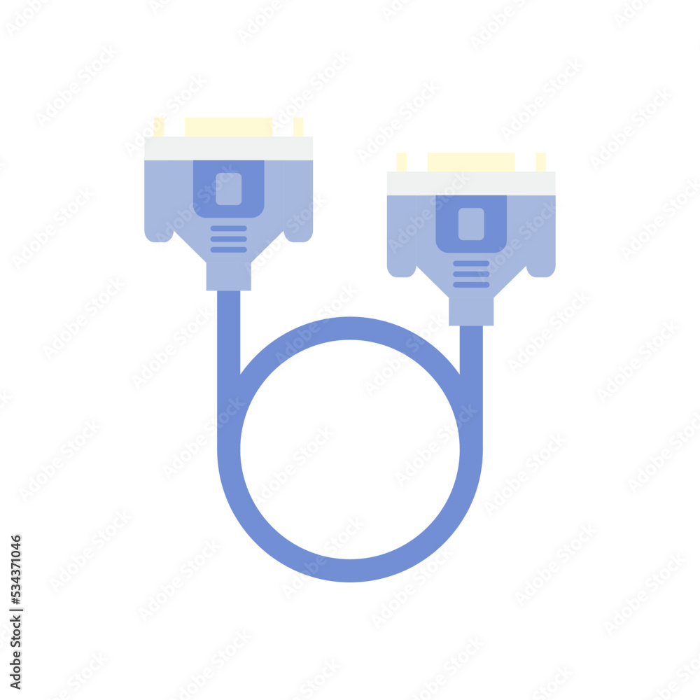 d-sub cable icon in color, isolated on white background Stock Vector ...