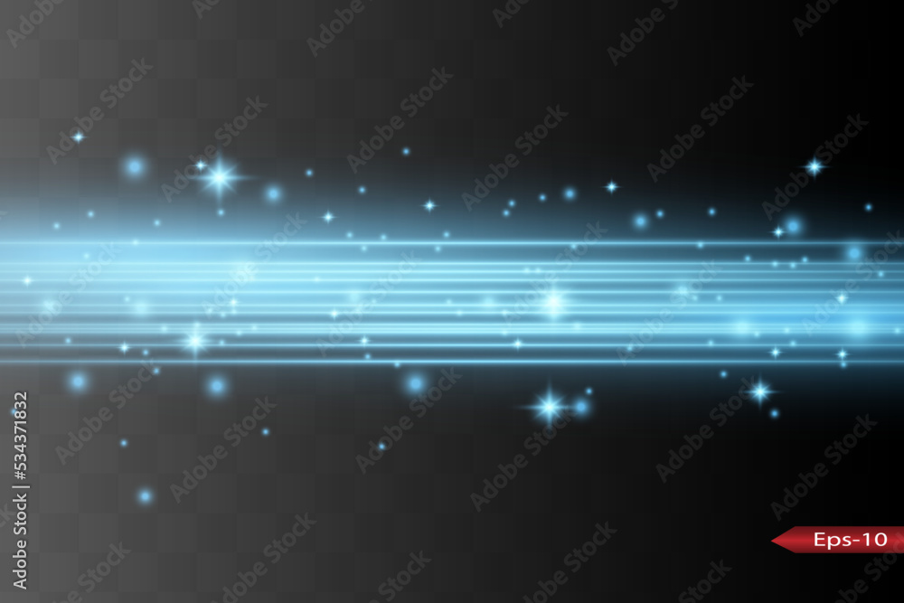 Abstract blue laser beam. Transparent isolated on black background ...