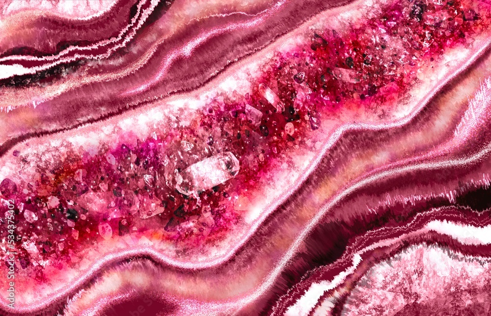 Pink purple Geode with crystals art with epoxy resin. Quartz slice ...