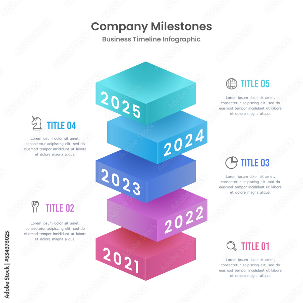 Company history 5 years Infographic vertical boxes. Stock Vector ...