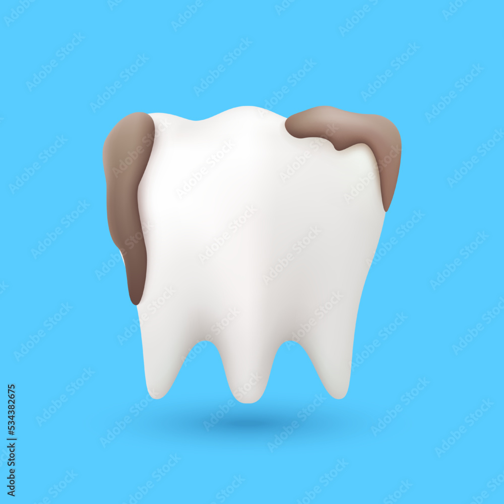 Tooth icon 3d there are stains brown with dark spots for children ...
