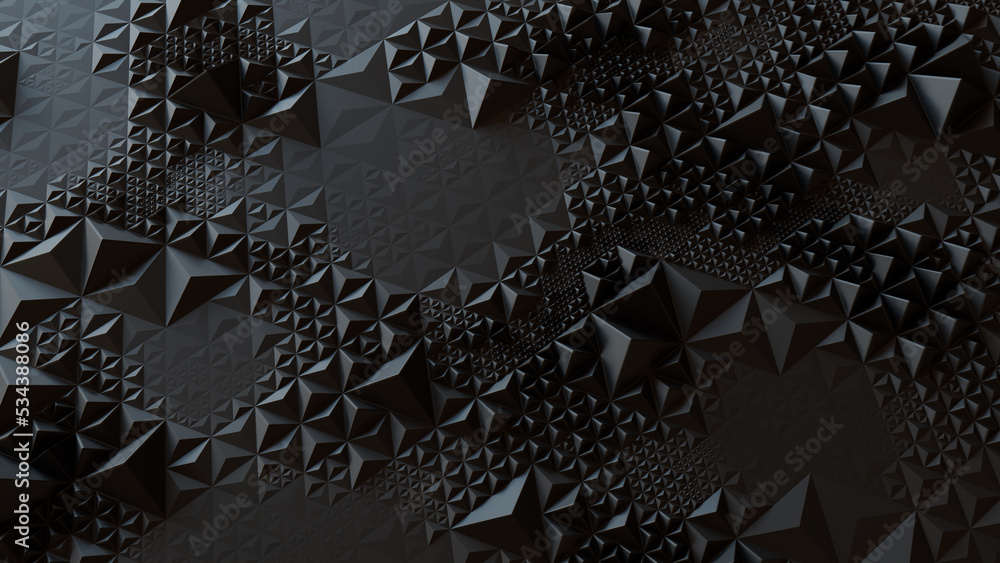 Dark Modern Surface with Triangular Pyramids. Black, Geometric 3d ...
