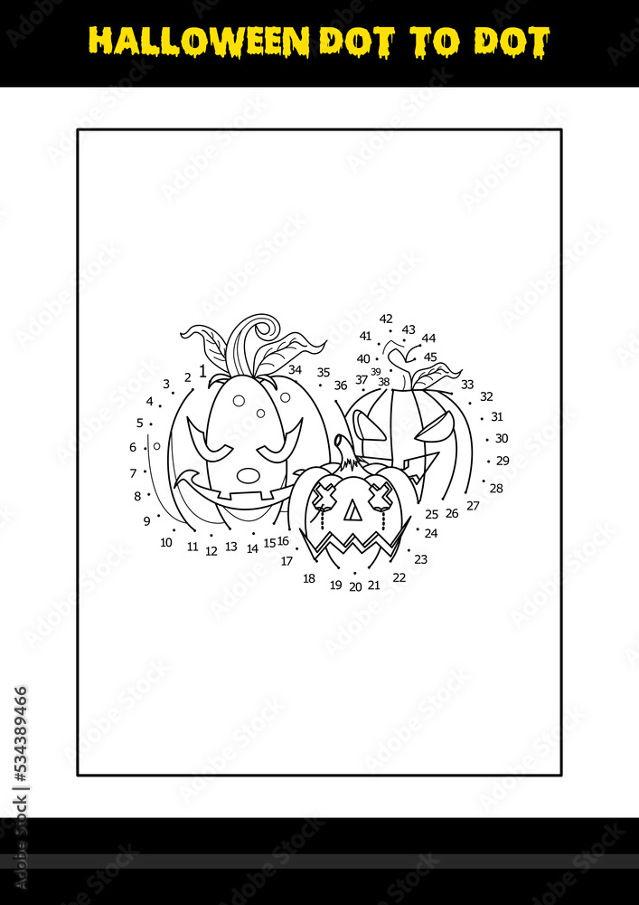 Halloween dot to dot coloring page for kids. Line art coloring page ...