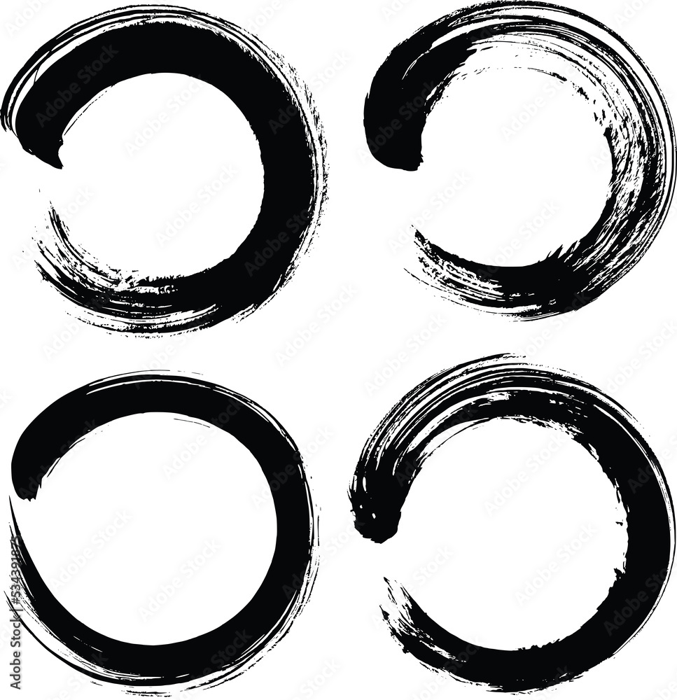 Enso Zen Circle Brush Vector Illustration Set Icon Premium Collection ...