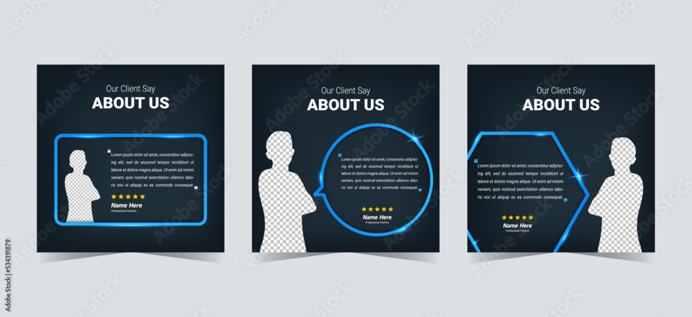 Luxury client testimonial template. Black gold customer feedback frame ...