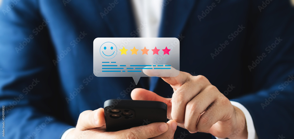 Service quality survey leading to business reputation ratings, smiley ...