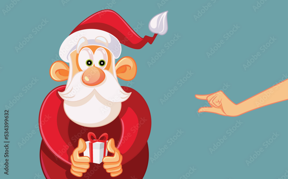Santa Receiving Critiques for Bringing a Small Gift Vector Cartoon ...