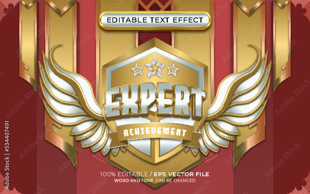 Editable Expert Text Effect with Winged Emblem Stock Vector | Adobe Stock Editable Expert Text Effect with Winged Emblem Stock Vector | Adobe Stock