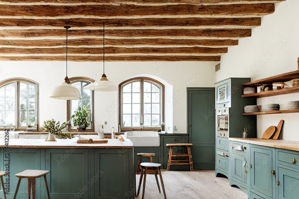 Vintage style kitchen Stock Illustration | Adobe Stock