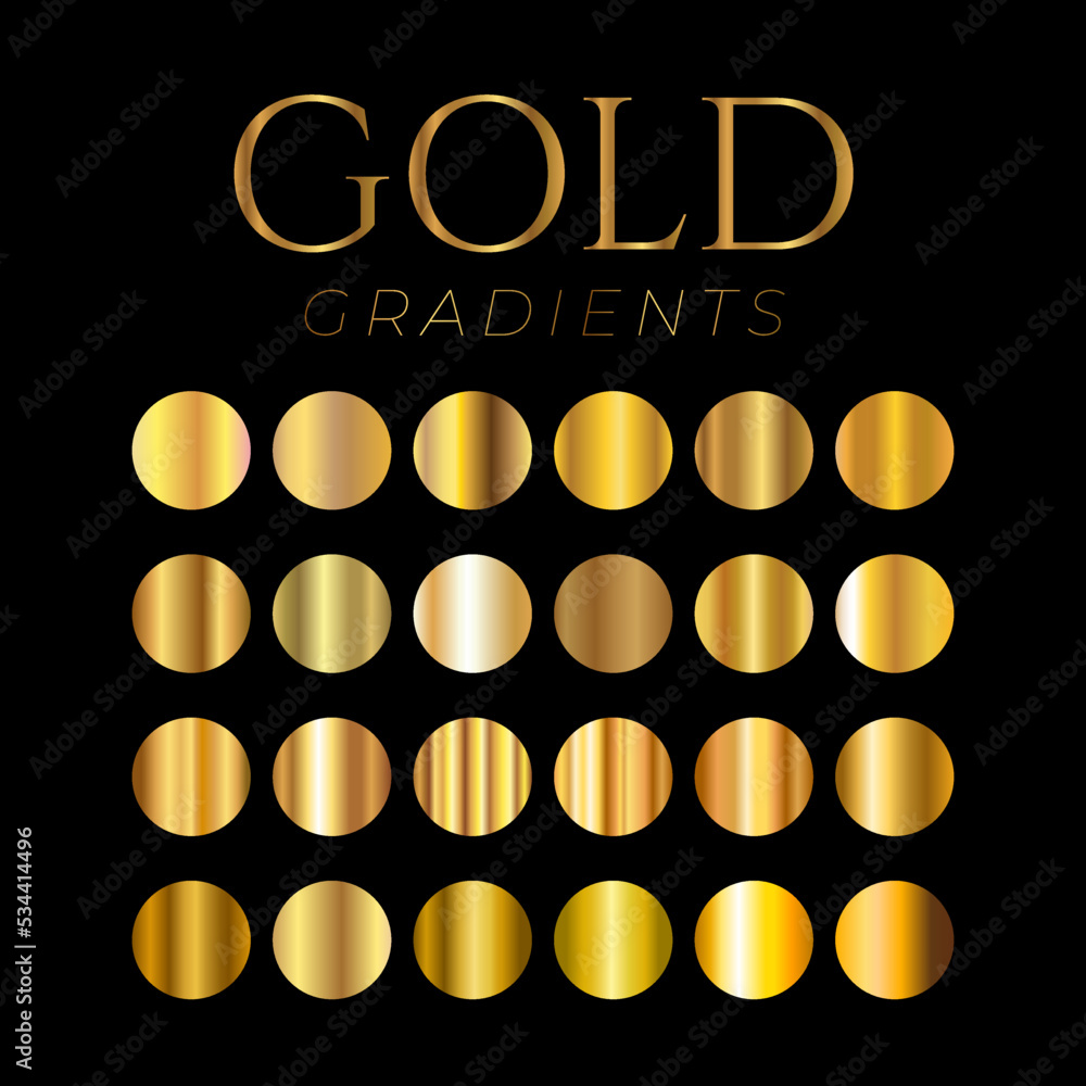 Gold Gradients Color Shades Swatches Palette Stock Vector | Adobe Stock
