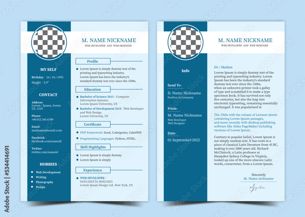 CV and Cover Letter Design Templates, a Web Developer Resume, and ...
