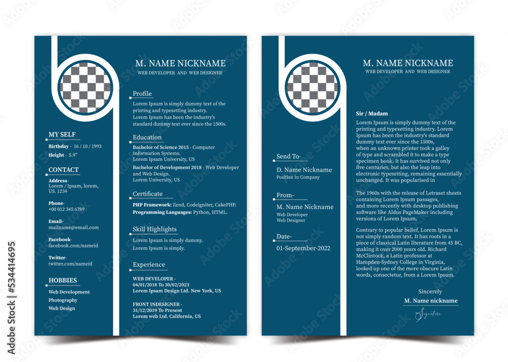 CV and Cover Letter Design Templates, a Web Developer Resume, and ...
