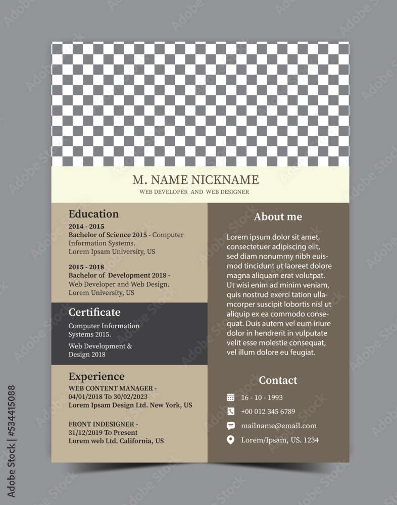 Web developer and web designer resume, CV design template, and profile ...