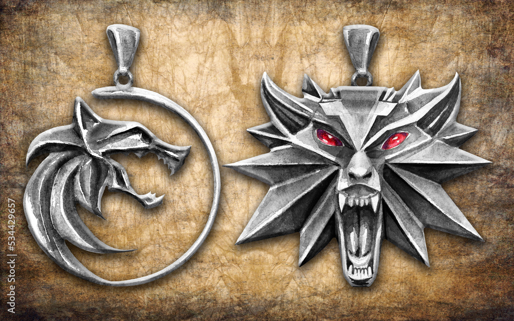 Witcher amulet. Geralt Monster Hunter Medal of Rivia. Games and films ...