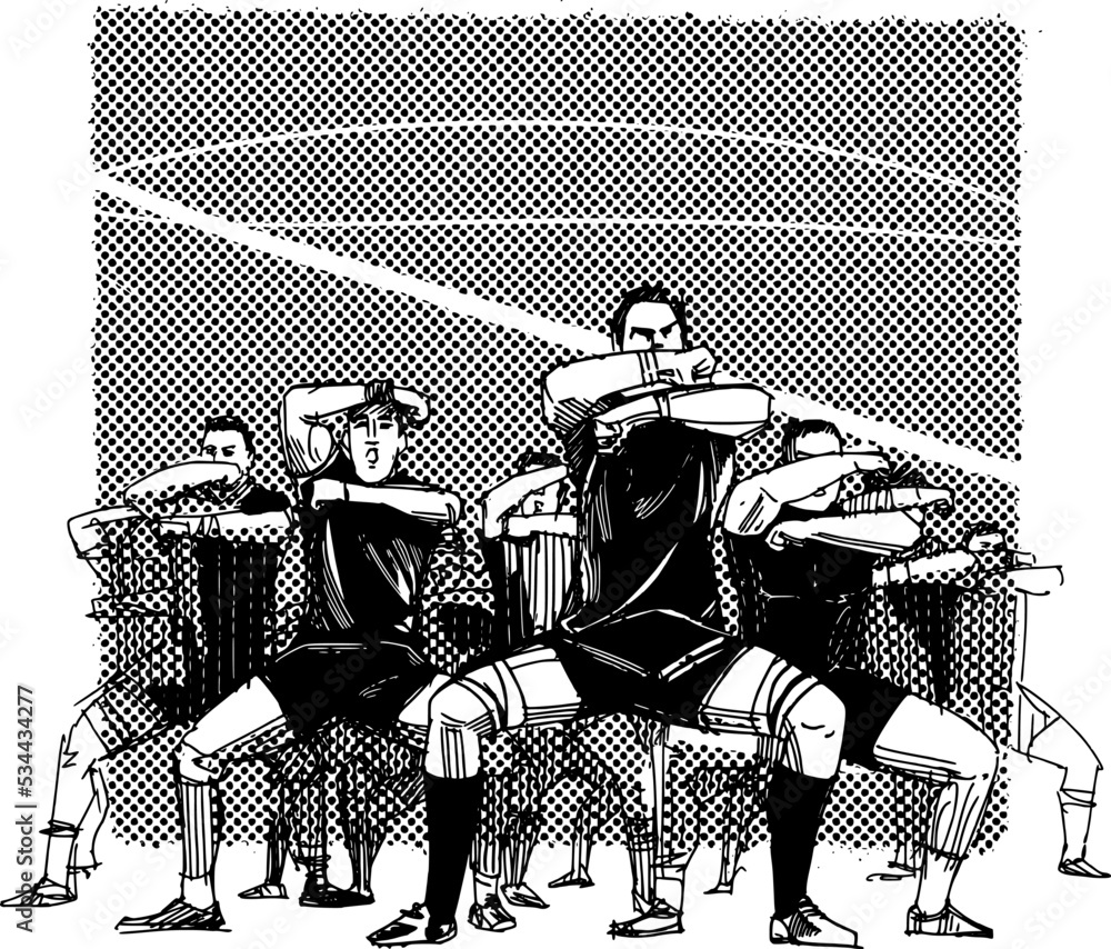 vector illustration sketch of the rugby players doing haka Stock Vector ...