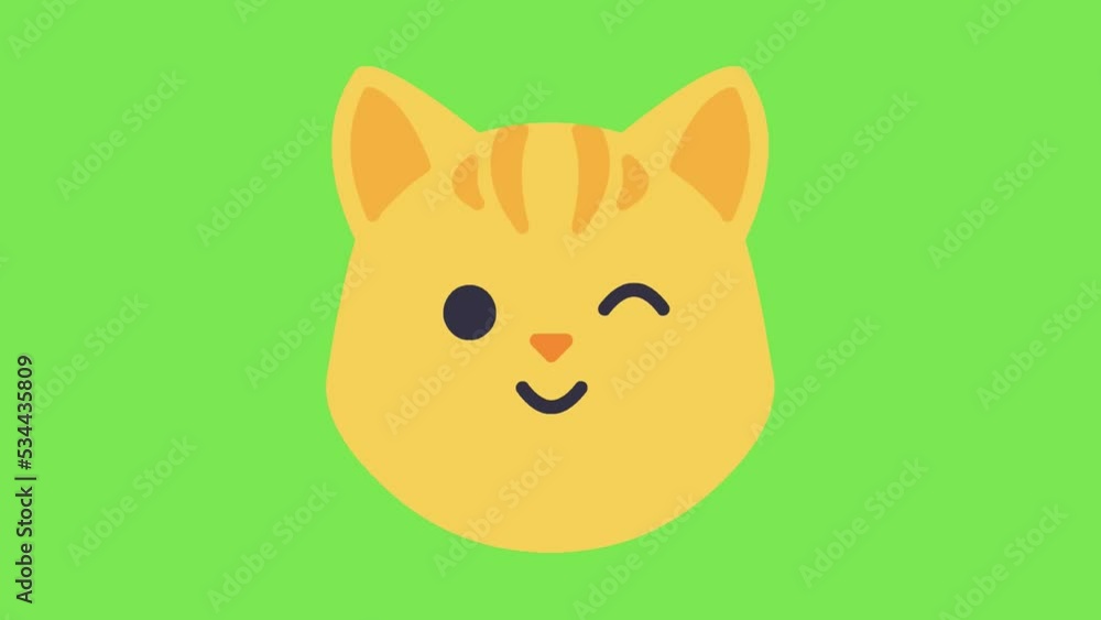 Animated Cat Winking Emoji Love Emoticon Green Screen 4K Stock ビデオ ...