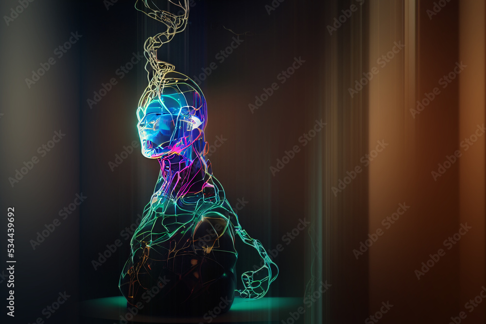 visualization of artificial intelligence, electroluminescent technology ...