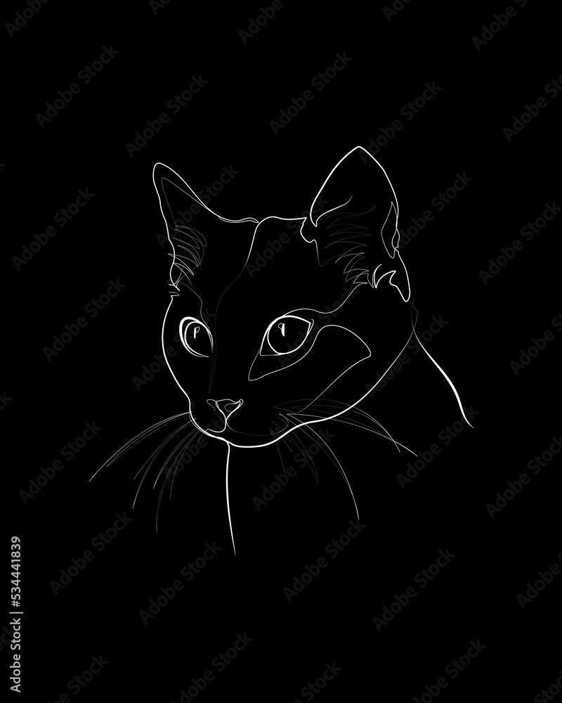 Cat Line Drawing Print, Minimalist Wall Art, Multiple Sizes, Digital ...