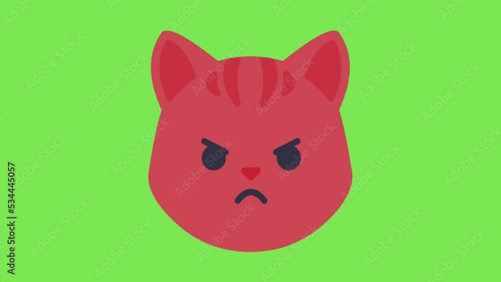 Animated Cat Angry Face Emoji Angry Emoticon Green Screen 4K Stock ...