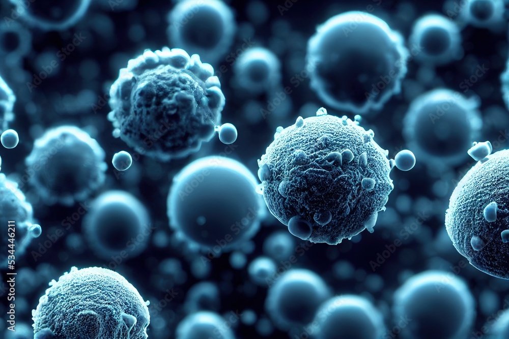 Pathogenic bacteria under microscope. Virus cells, germs microbe ...