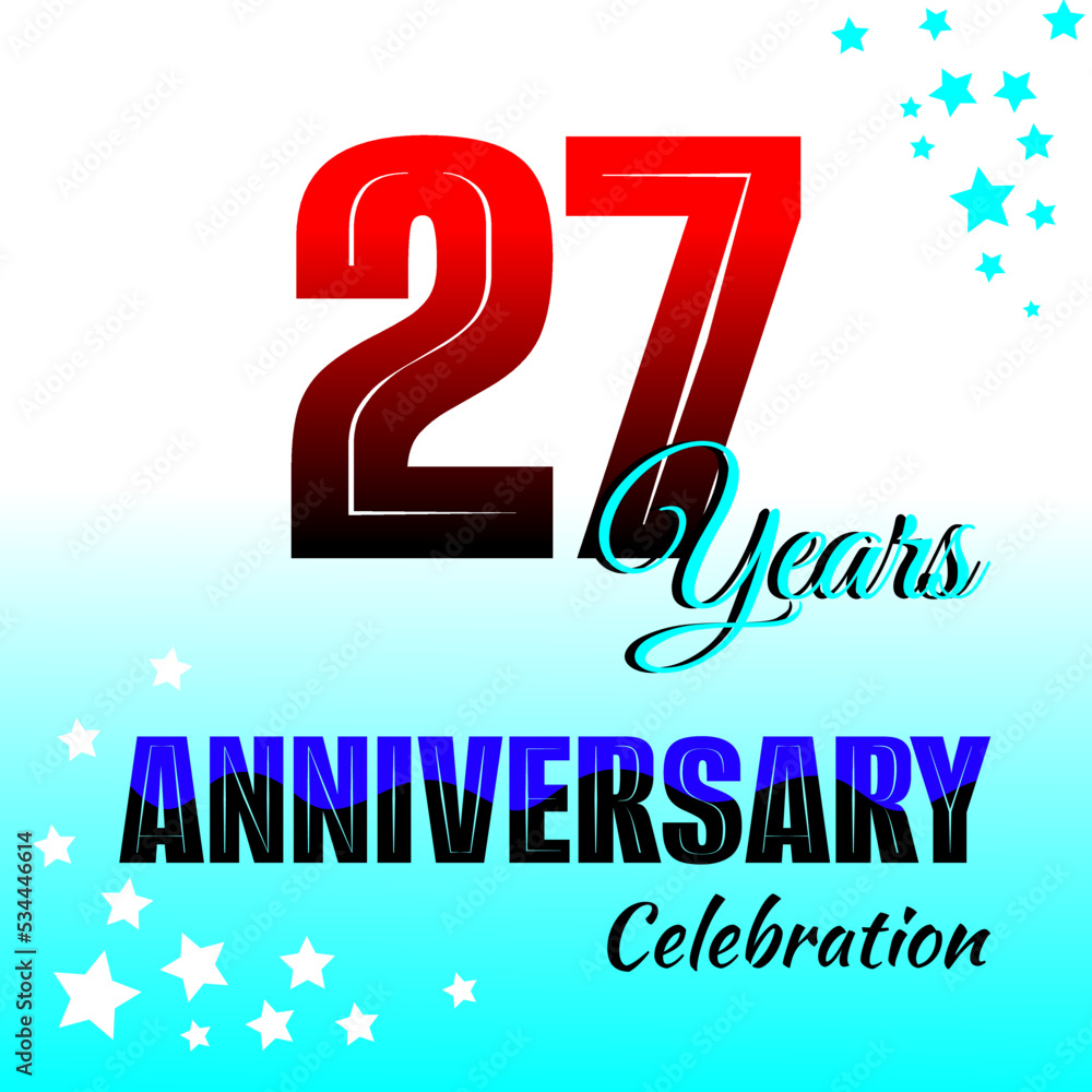 27th birthday celebration background. Red gradient colored numbers and ...