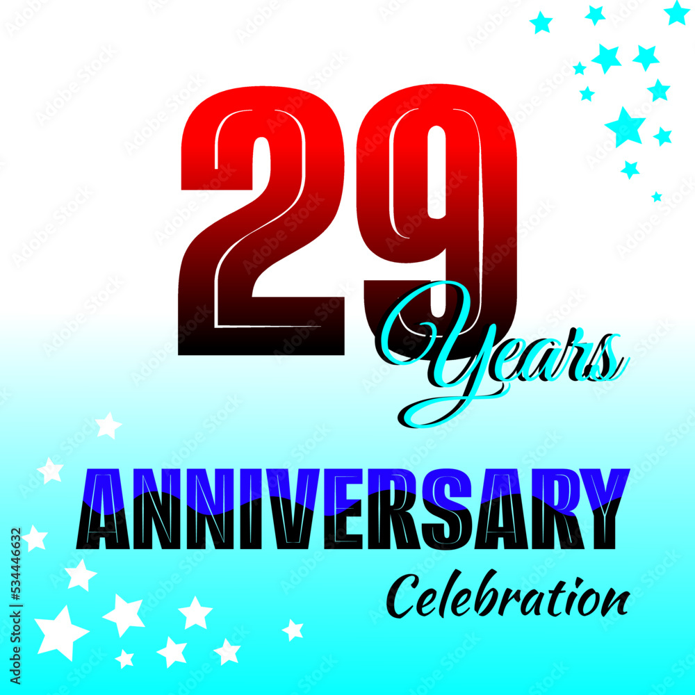 29th birthday celebration background. Red gradient colored numbers and ...