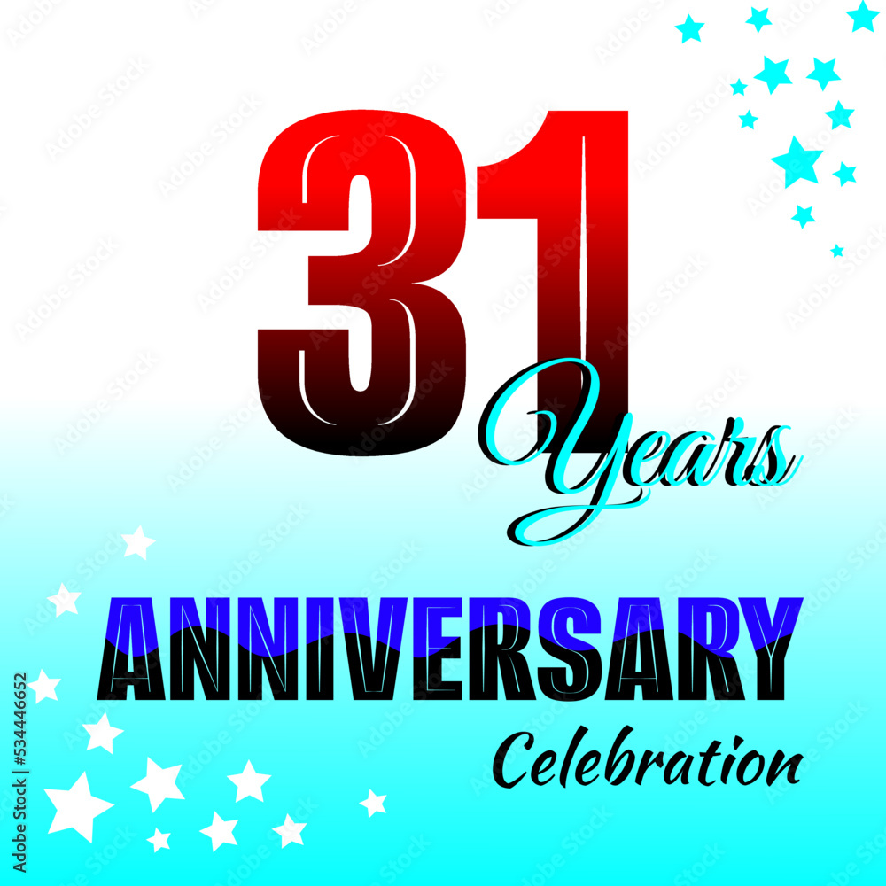 31st birthday celebration background. Red gradient colored numbers and ...