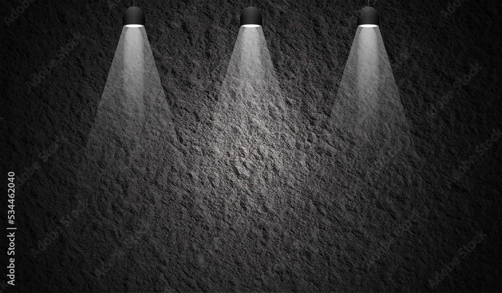wall cement texture with hanging lamp. dark background with hanging ...