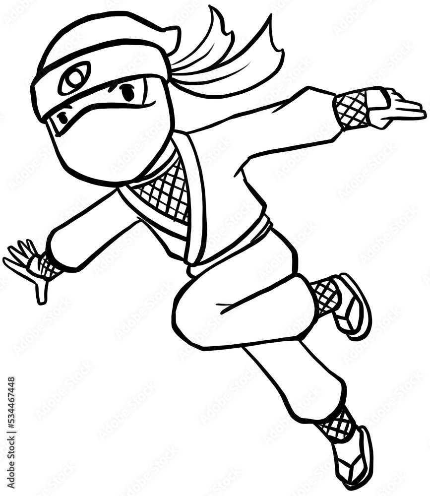 cartoon japanese ninja character for coloring book Stock Illustration ...