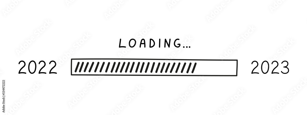 Load bar 2023 new year in doodle style, vector illustration. Hand drawn ...