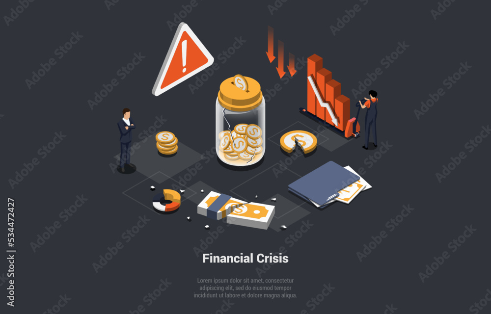 Global World Financial Crisis Concept. Closed Border, Collapsed World ...