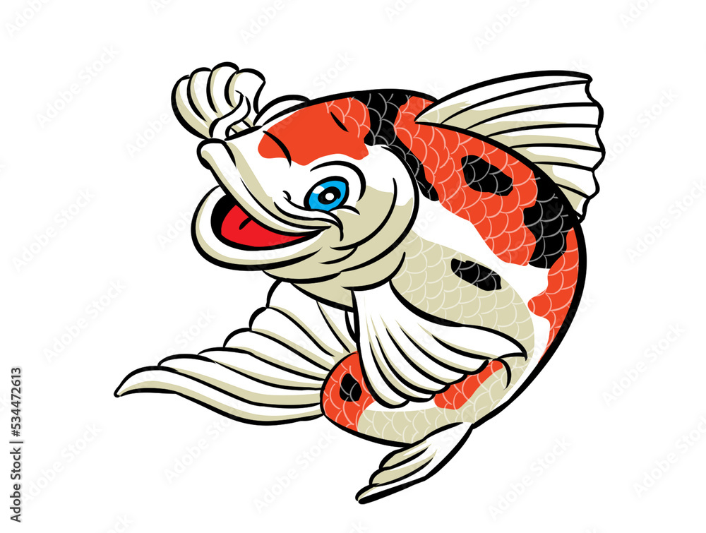 character carp Cartoon koi illustration and painting, talking and ...