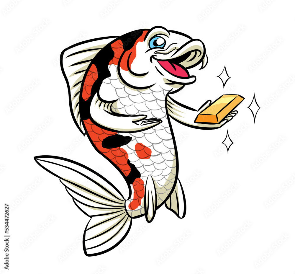 character carp Cartoon koi illustration and painting, talking and ...