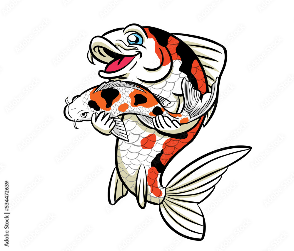 character carp Cartoon koi illustration and painting, talking and ...