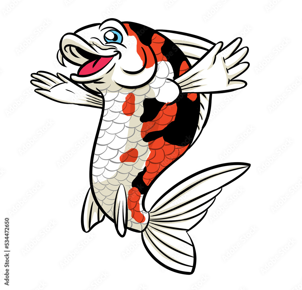 character carp Cartoon koi illustration and painting, talking and ...