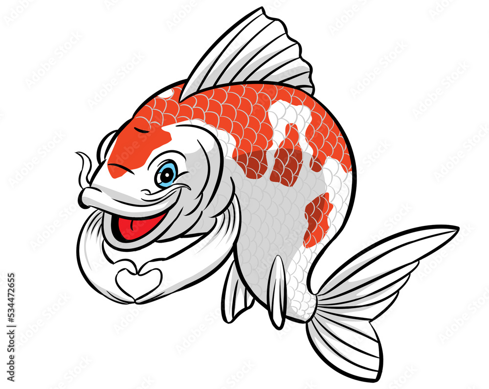 character carp Cartoon koi illustration and painting, talking and ...
