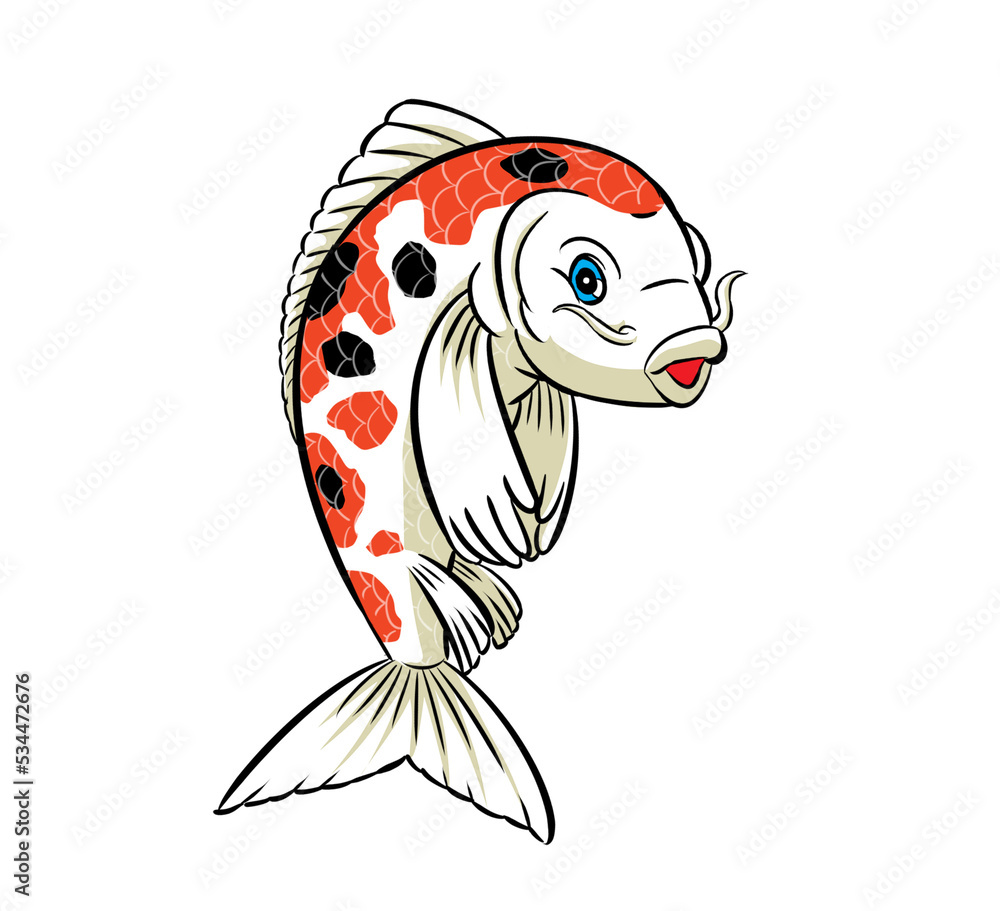 character carp Cartoon koi illustration and painting, talking and ...