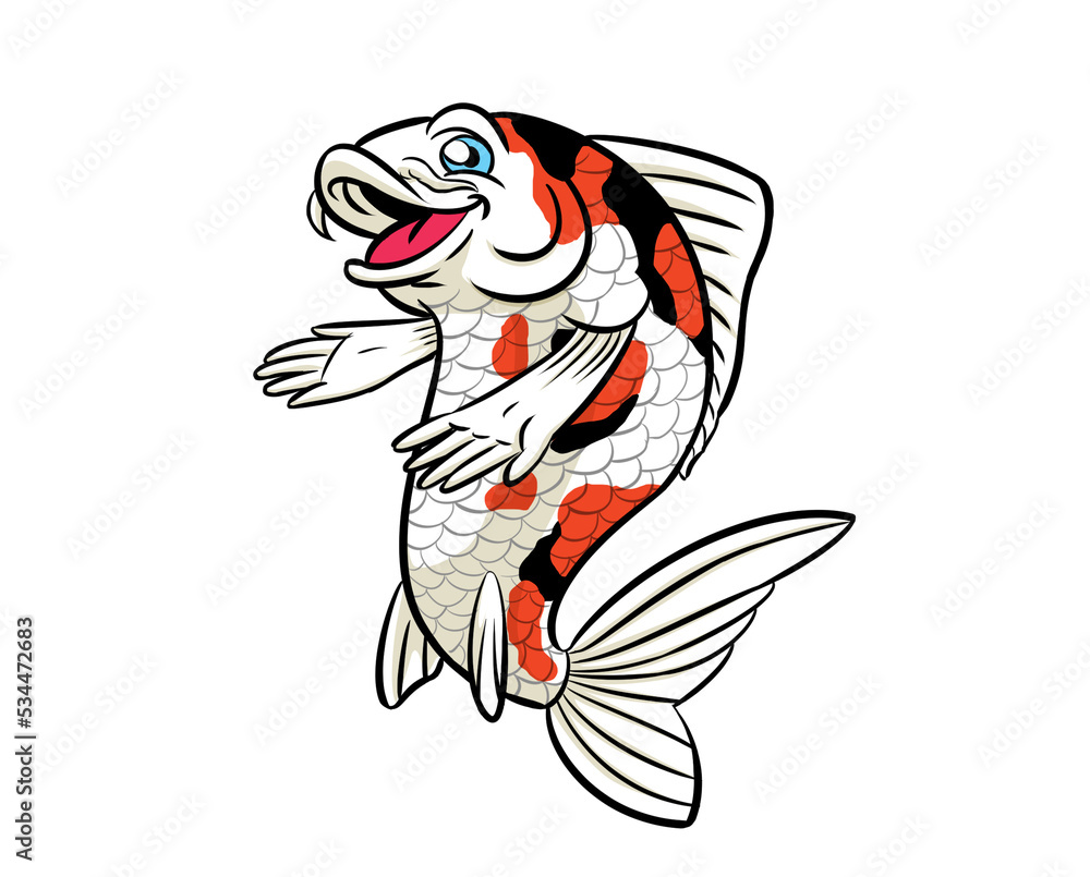 character carp Cartoon koi illustration and painting, talking and ...