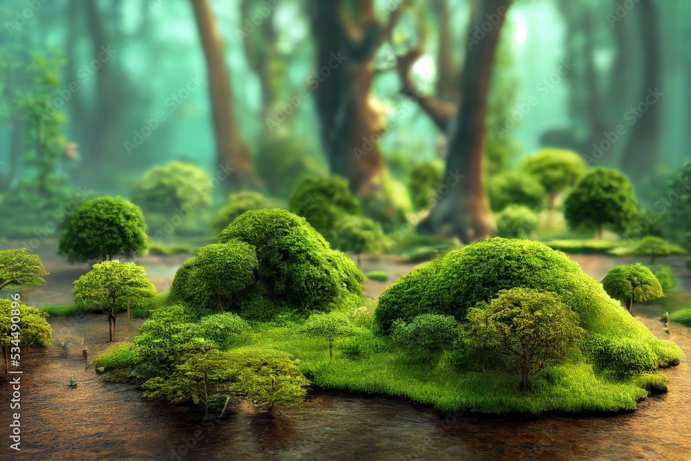 green forest island of the human body, Fresh, Healthy and green concept ...