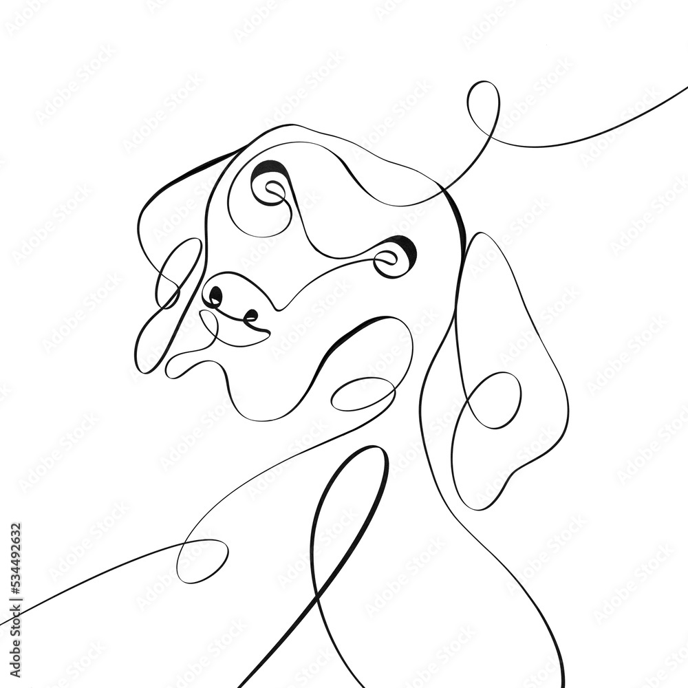 Dog illustration in simple one line style, dog icon. Illustration of of ...