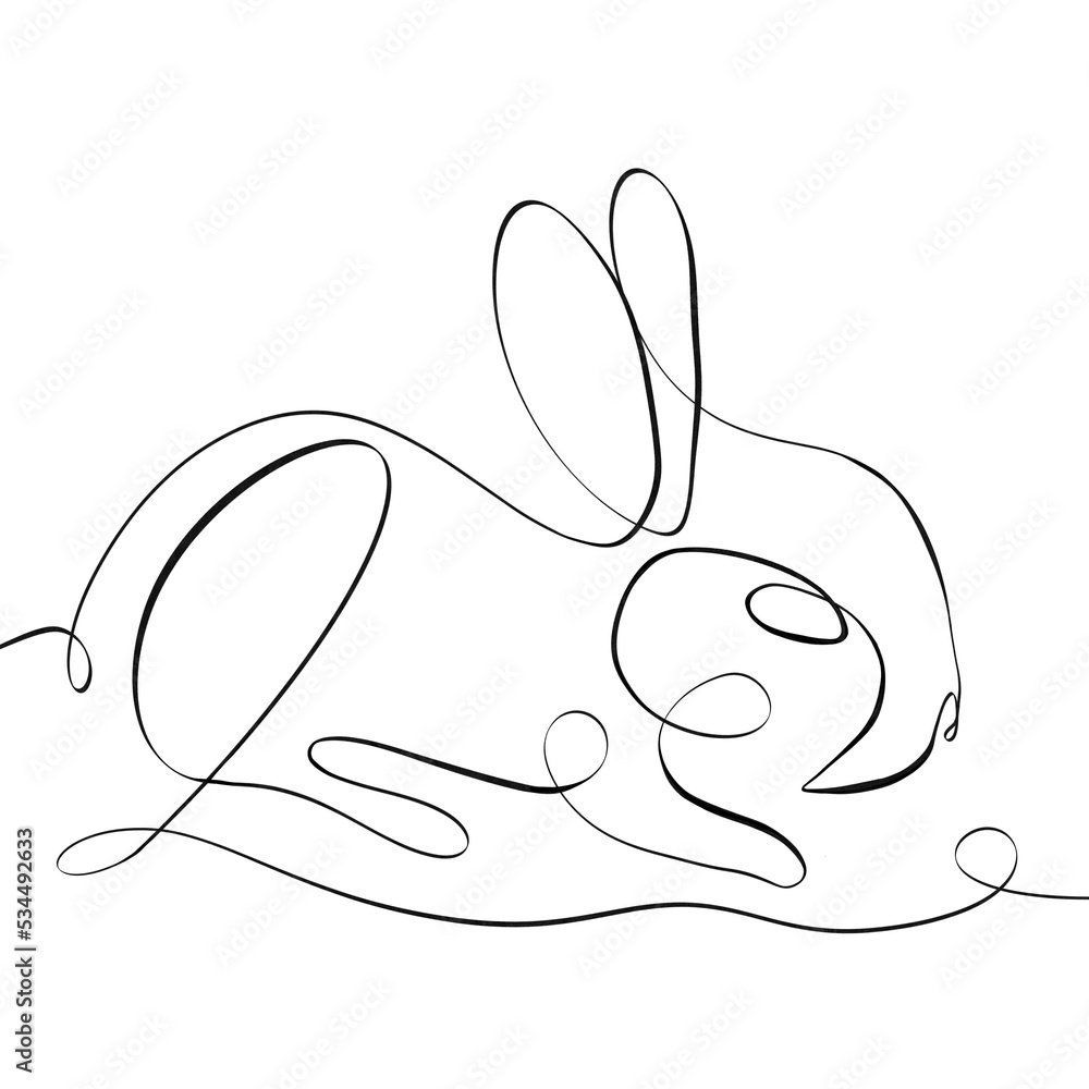 abbit illustration in simple one line style, Easter bunny icon ...