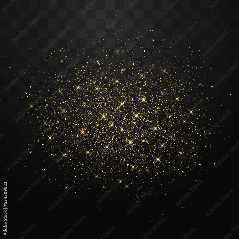 Glitter gold particles shine effect on png background. Vector gold ...