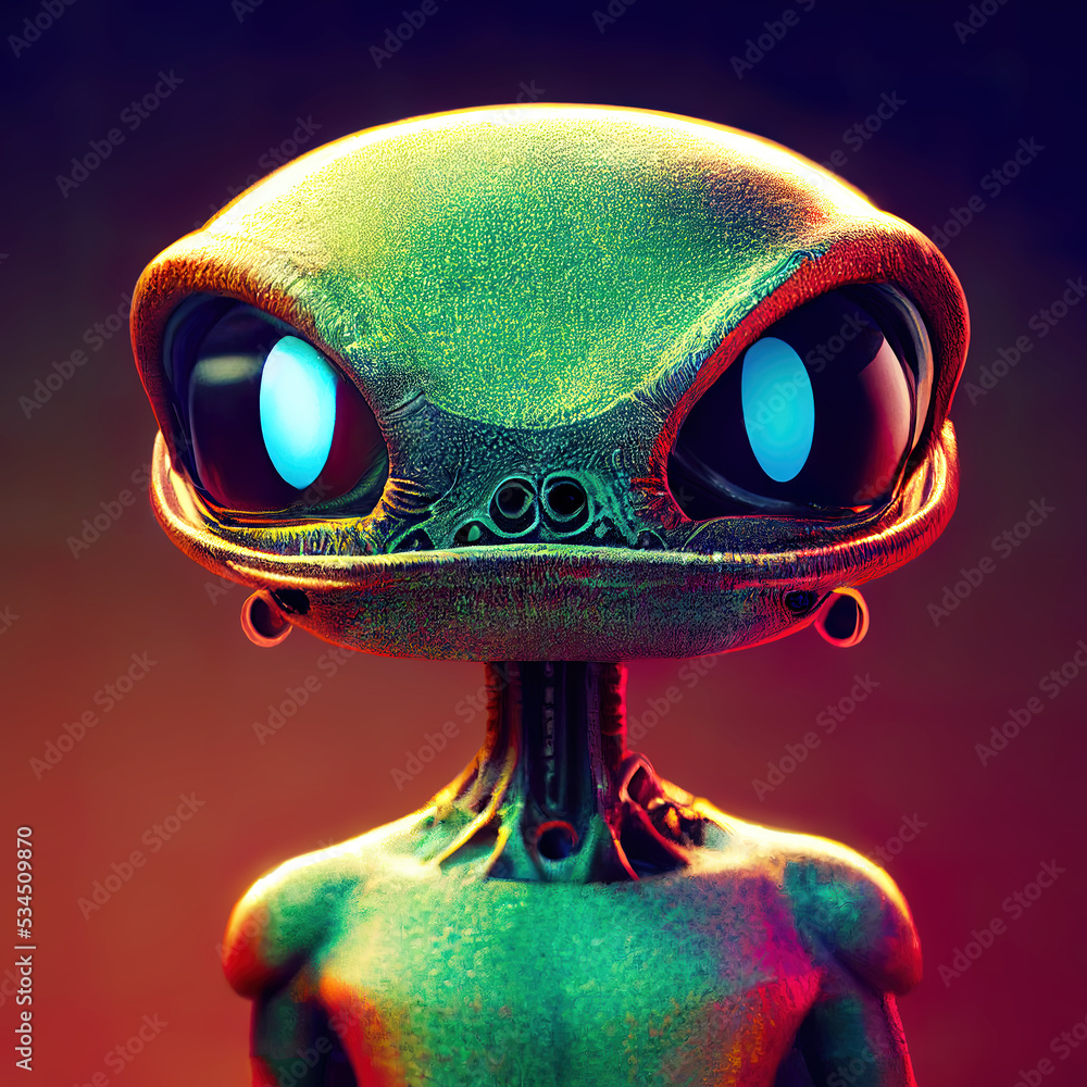Portrait of weird scary alien creature from outer space Stock ...